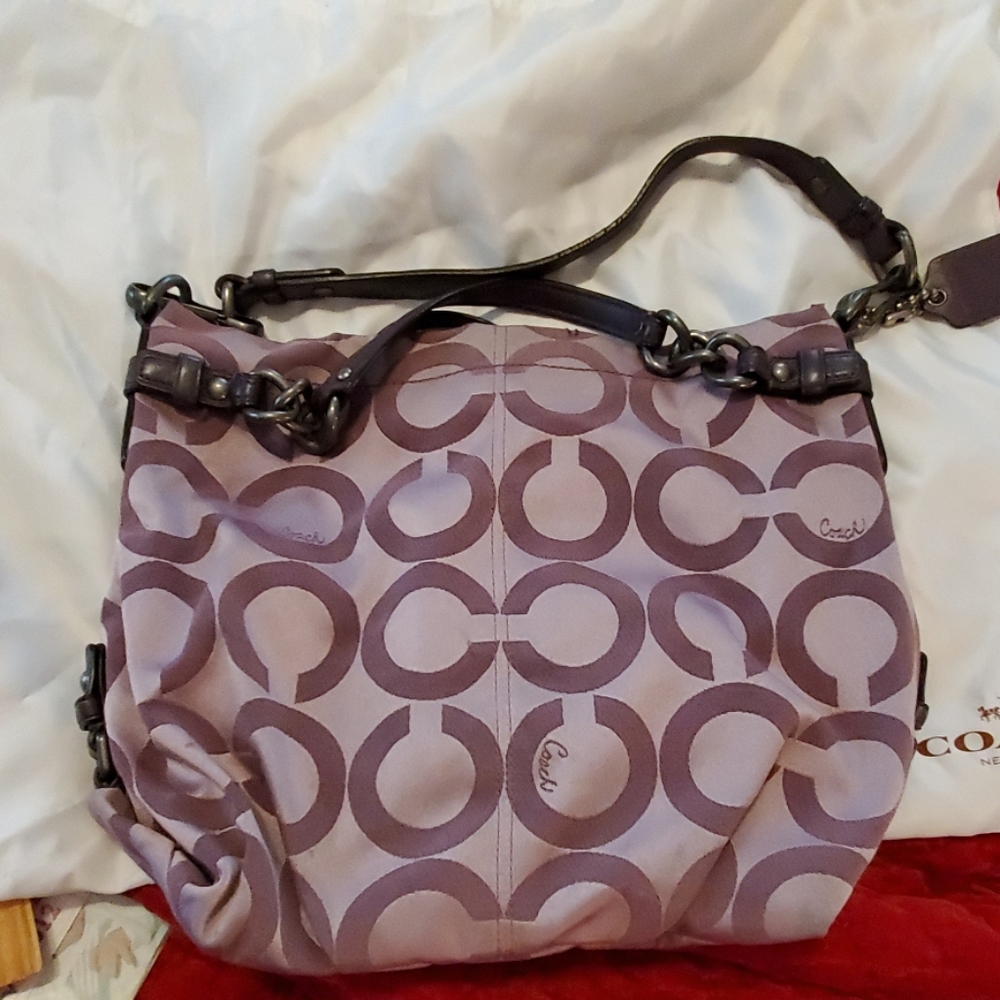Coach Purple Brooke Op Art Satchel Hobo Bag Purse - Gem